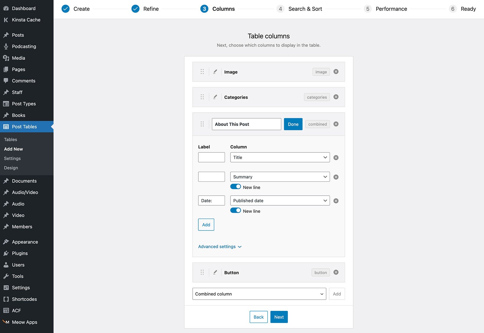 Posts Table Pro WordPress Table Plugin - Column Options