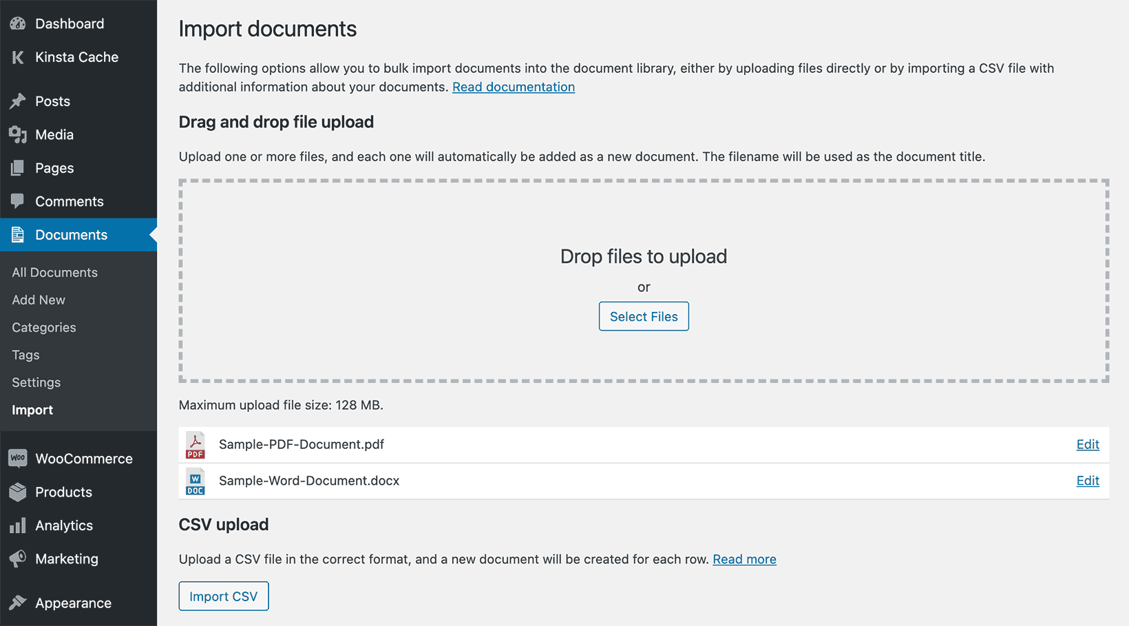 3. Adding and importing documents