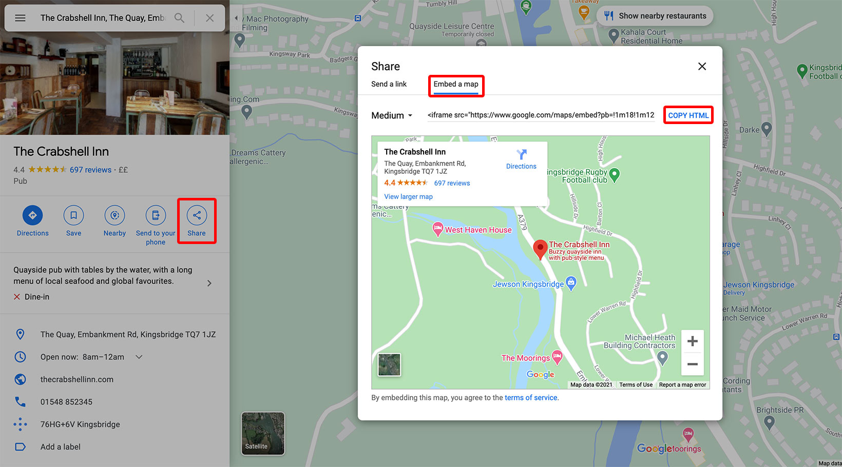 How to add a map of your restaurant location