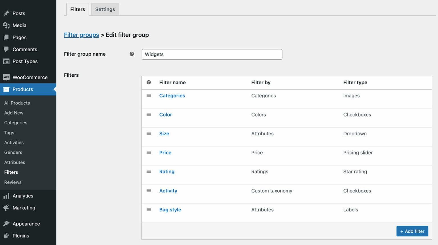 3. Creating filters and filter groups
