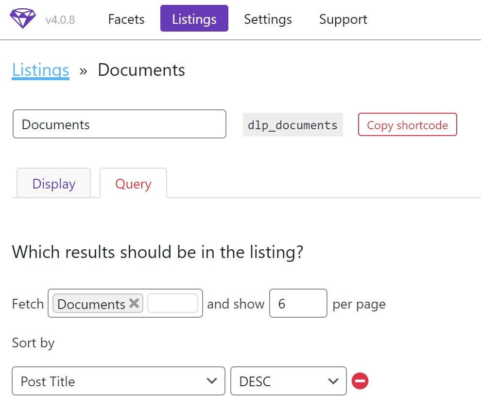 Using FacetWP to add filter widgets to the document library