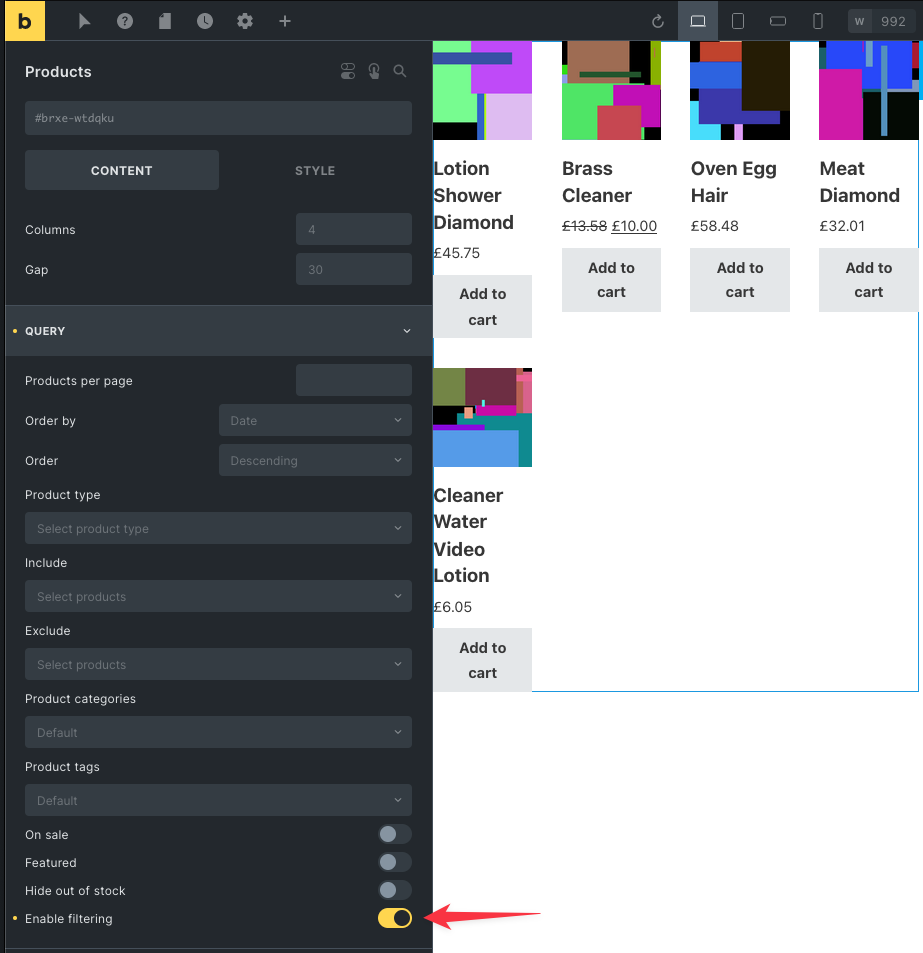 Using Product Filters with Page Builders and Shortcodes