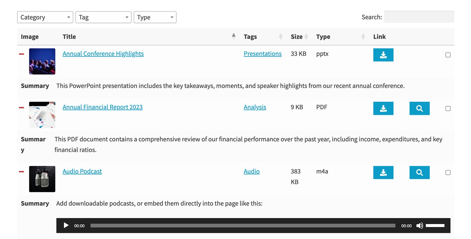Can I add a full-width description under the document name and other data?