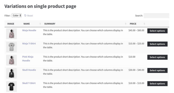 How to Display Product Variations as Separate Rows in a Table
