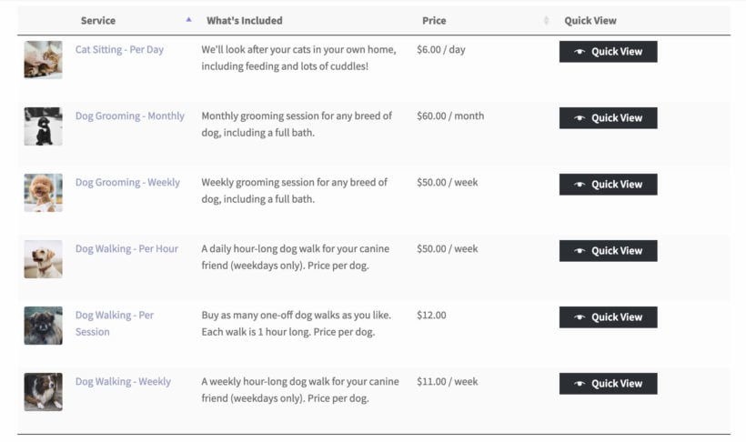 List WooCommerce Subscriptions in a Product Table Layout