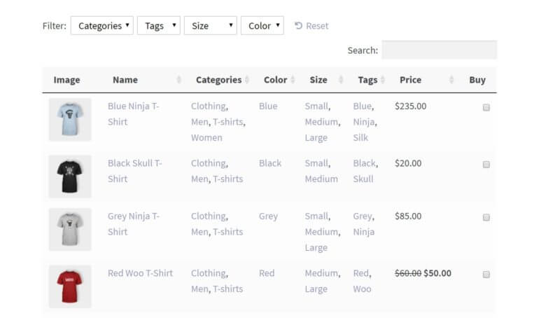How to Display WooCommerce Attributes on Shop Pages | Product Table