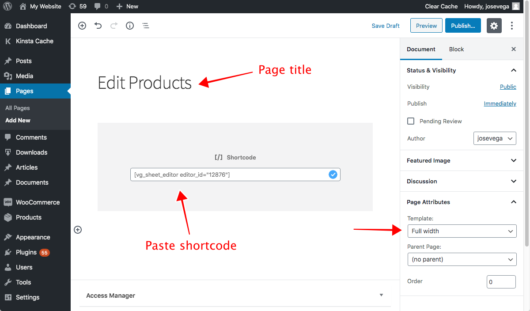 List WooCommerce Products in a Table with Front End Editor