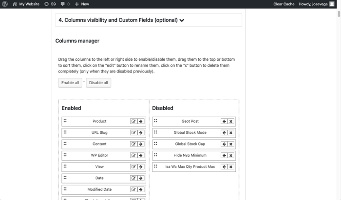 List WooCommerce Products in a Table with Front End Editor