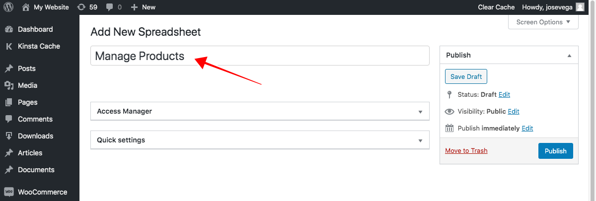 List WooCommerce Products in a Table with Front End Editor