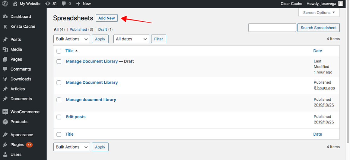WordPress Table: Display Posts and Pages with Frontend Editor