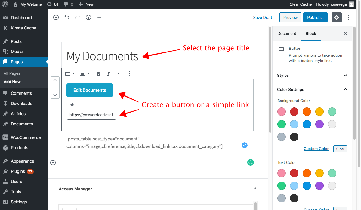 WordPress Table: Display Posts and Pages with Frontend Editor
