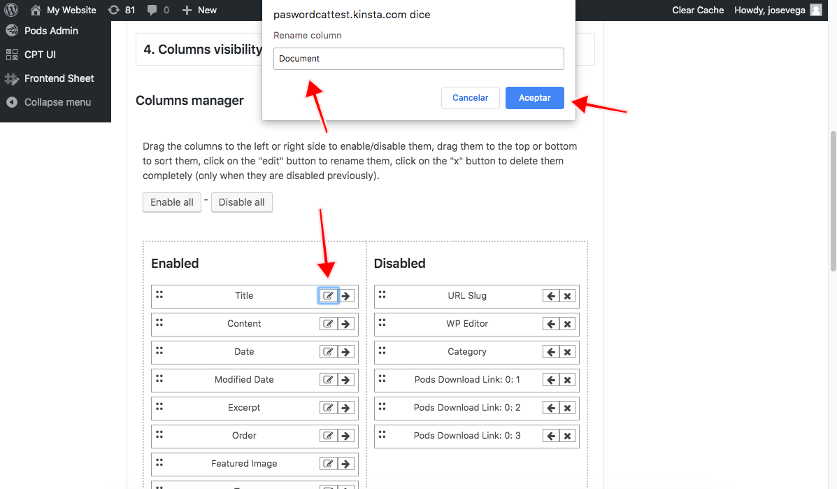WordPress Table: Display Posts and Pages with Frontend Editor