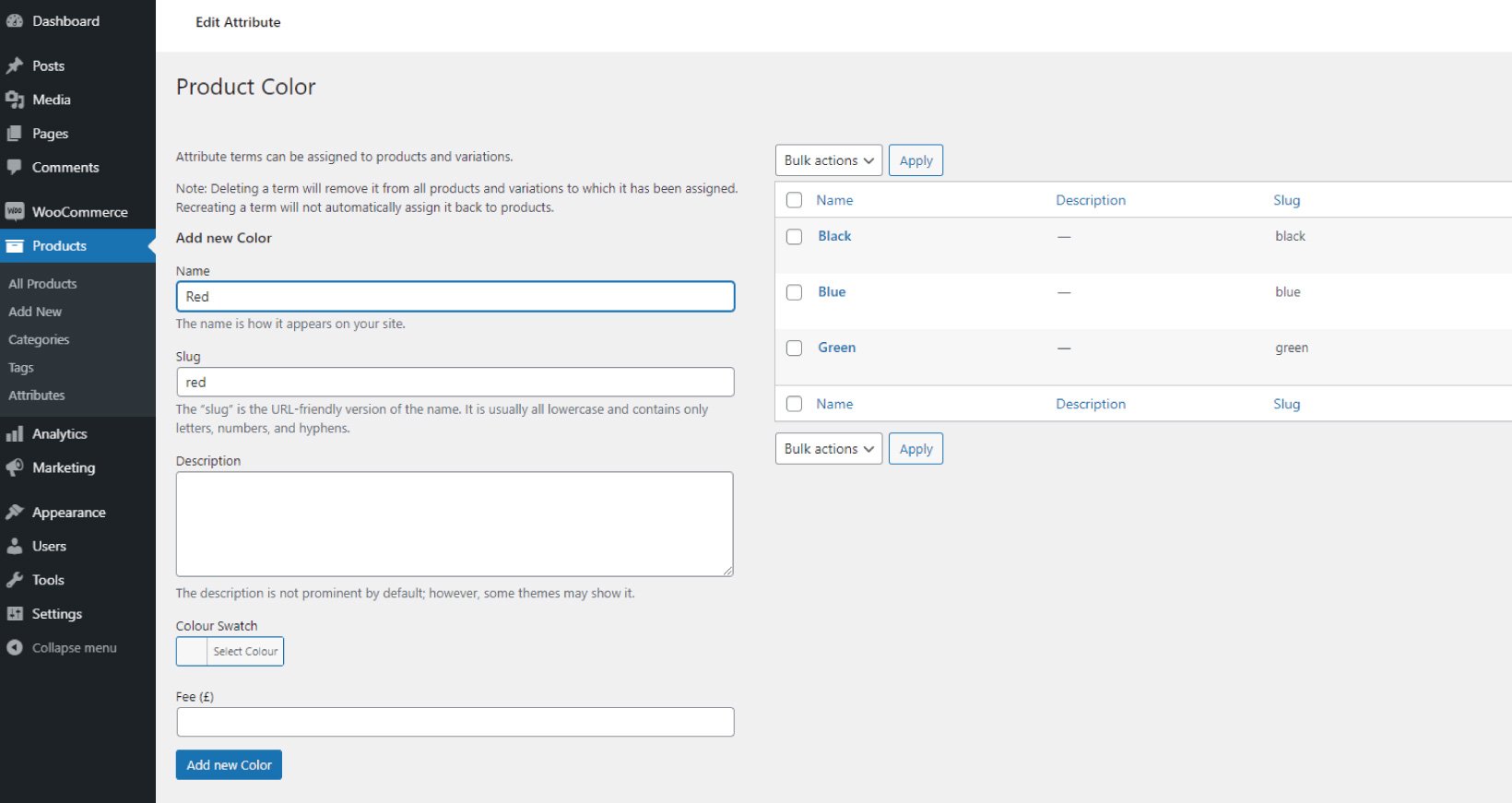 How to add Color Swatches to a WooCommerce Product
