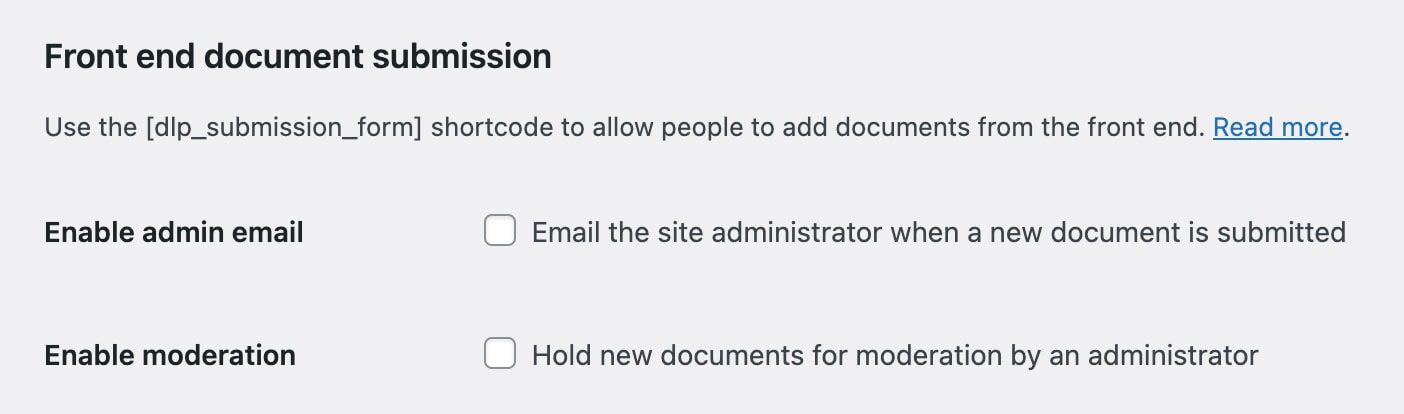 New Front-End Document Library Submission Form