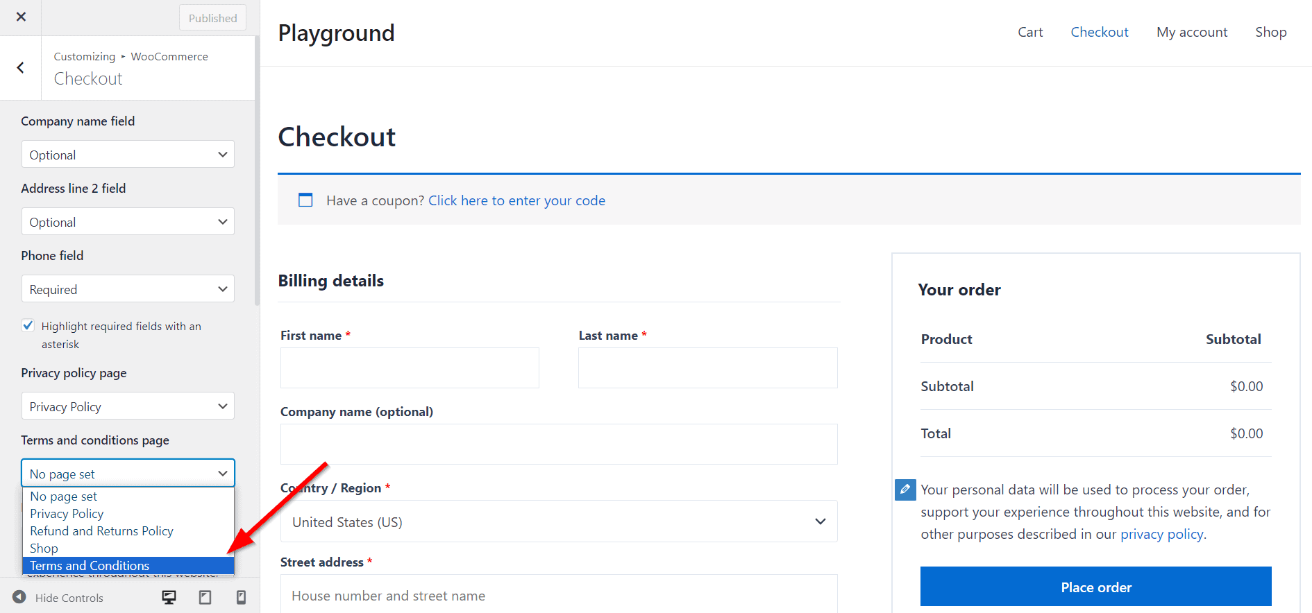 Guide to Adding Terms and Conditions Page in WooCommerce