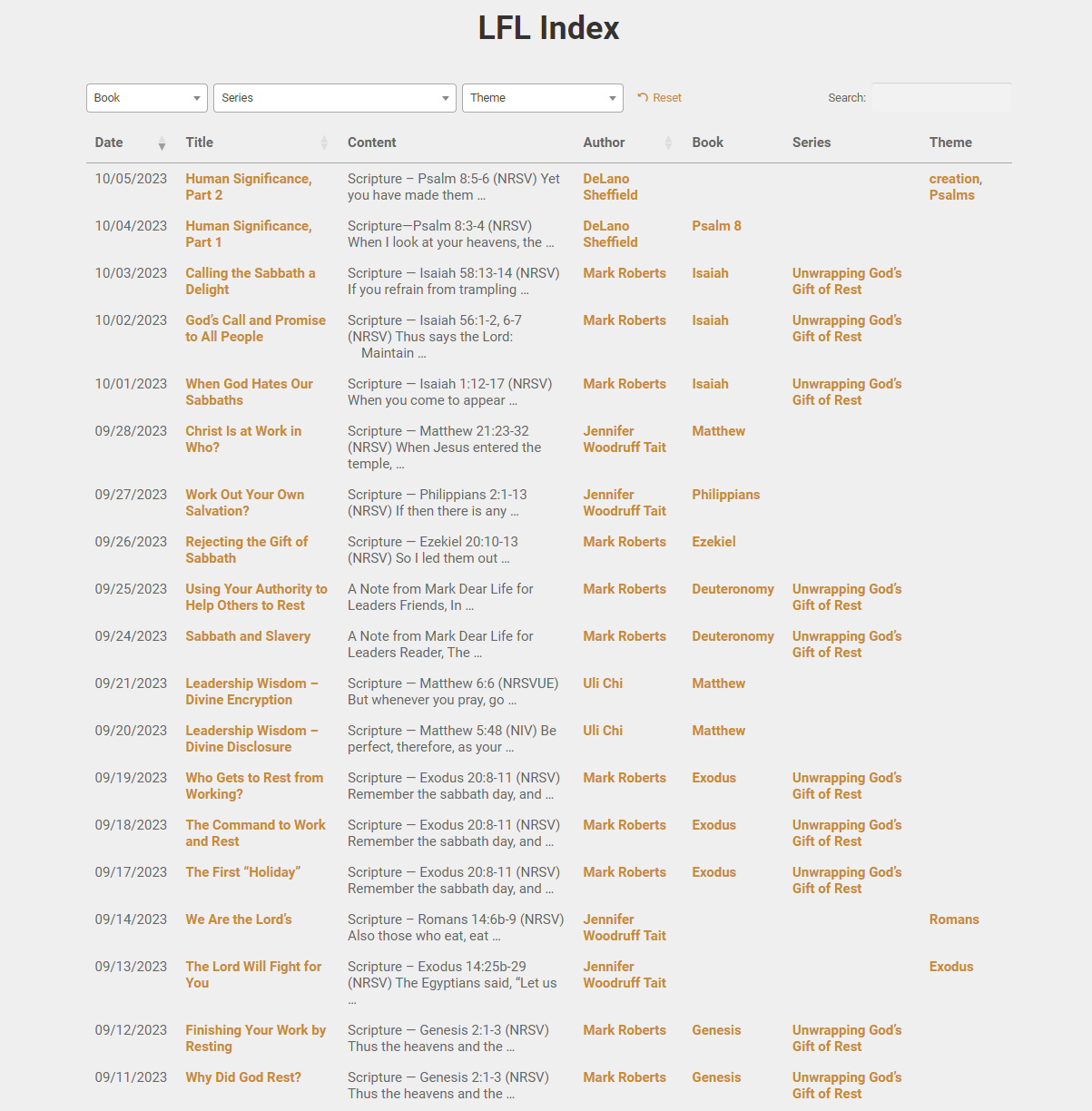Case Study: An Index of Resources for De Pree Center