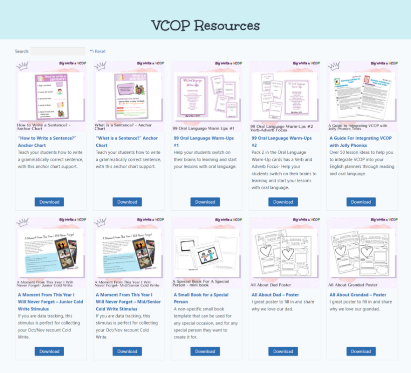 Case Study: A Downloadable Resource Gallery for VCOP