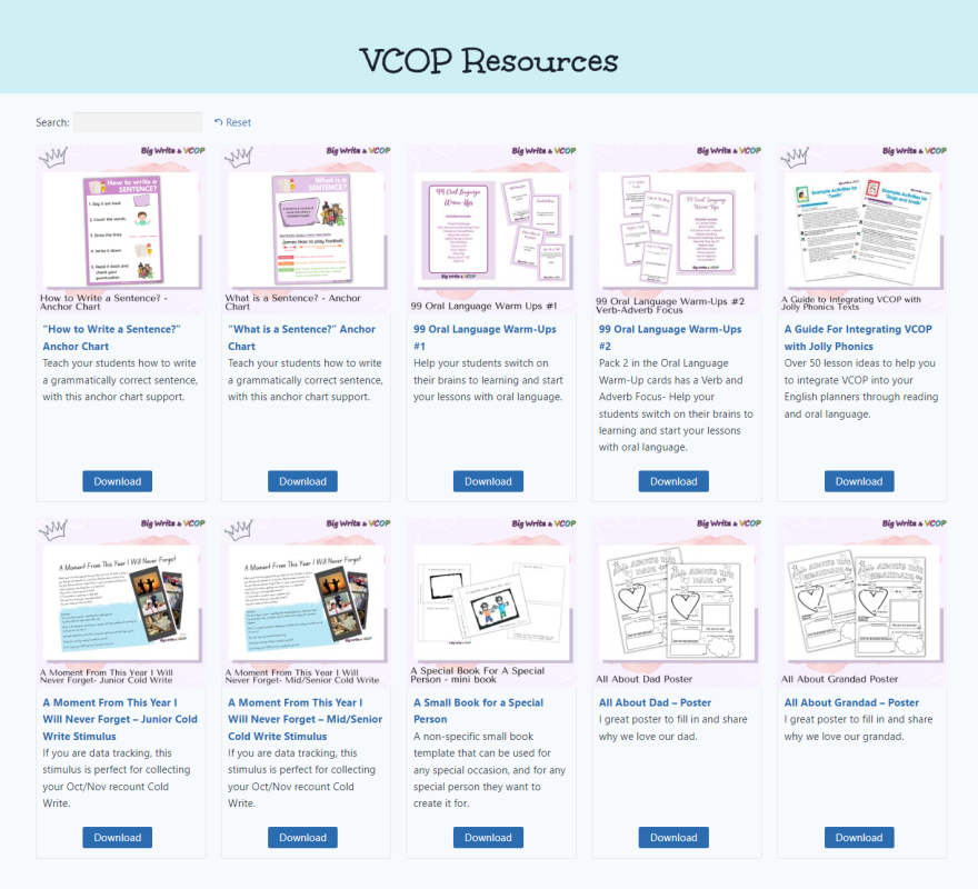 Case Study: A Downloadable Resource Gallery for VCOP